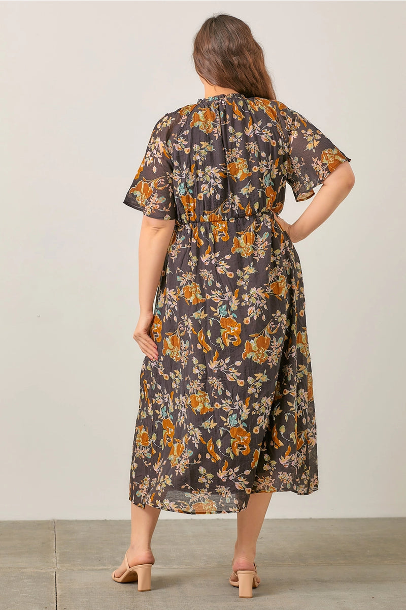 Jemma Plus Size Floral Button Up Midi Dress – The Fluffy Flamingo