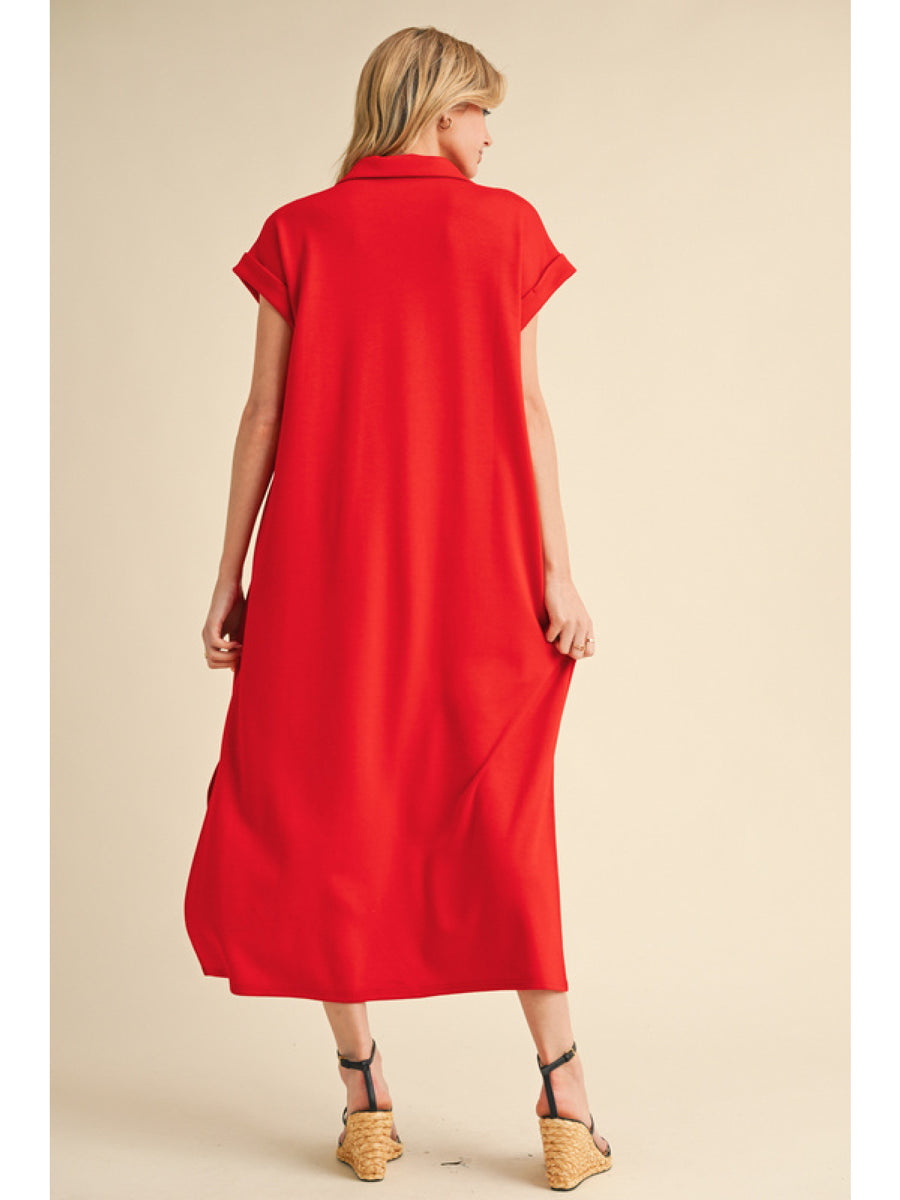 Jessie Plus Size Red Collared Midi Dress – The Fluffy Flamingo
